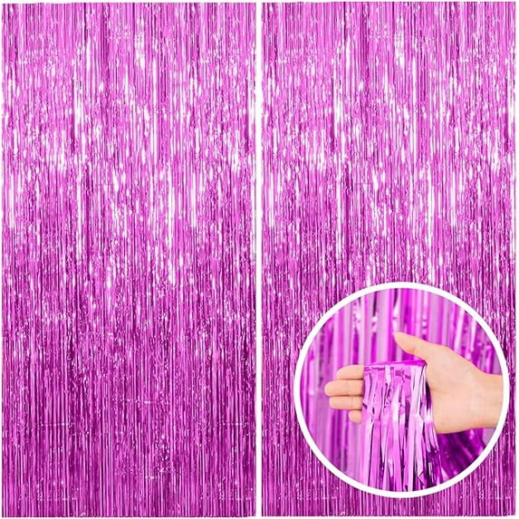 5 Pack Hot Pink Party Decorations - Tinsel Curtain Streamers Foil ...