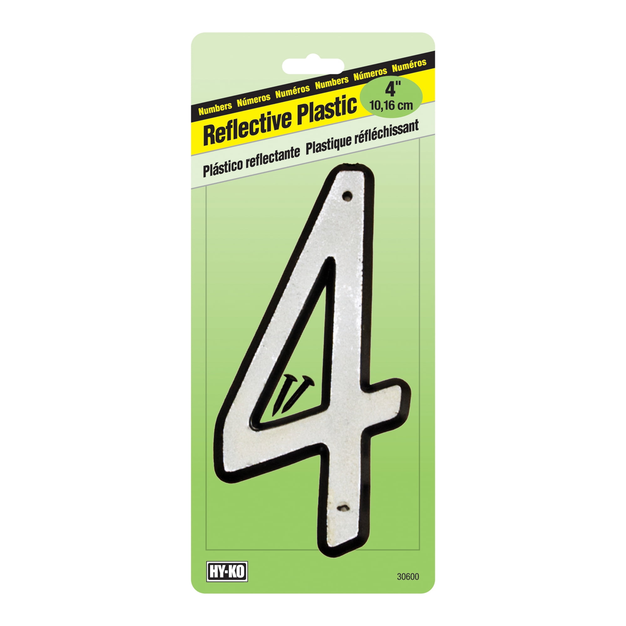 5 Pack Hy-ko 4 reflective plastic house address number 4 - Walmart.com