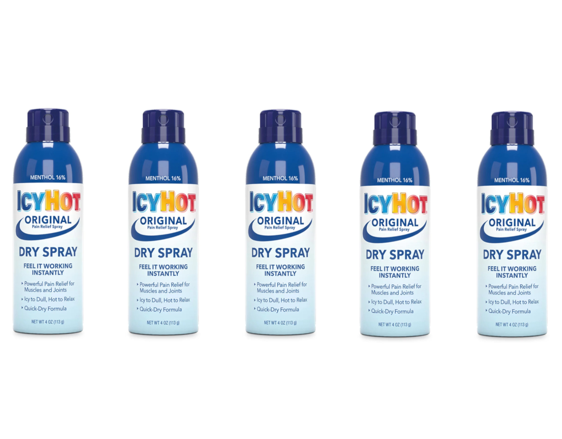 5 Pack - ICY HOT Medicated Pain Relief Spray Maximum Strength 4Oz Each ...