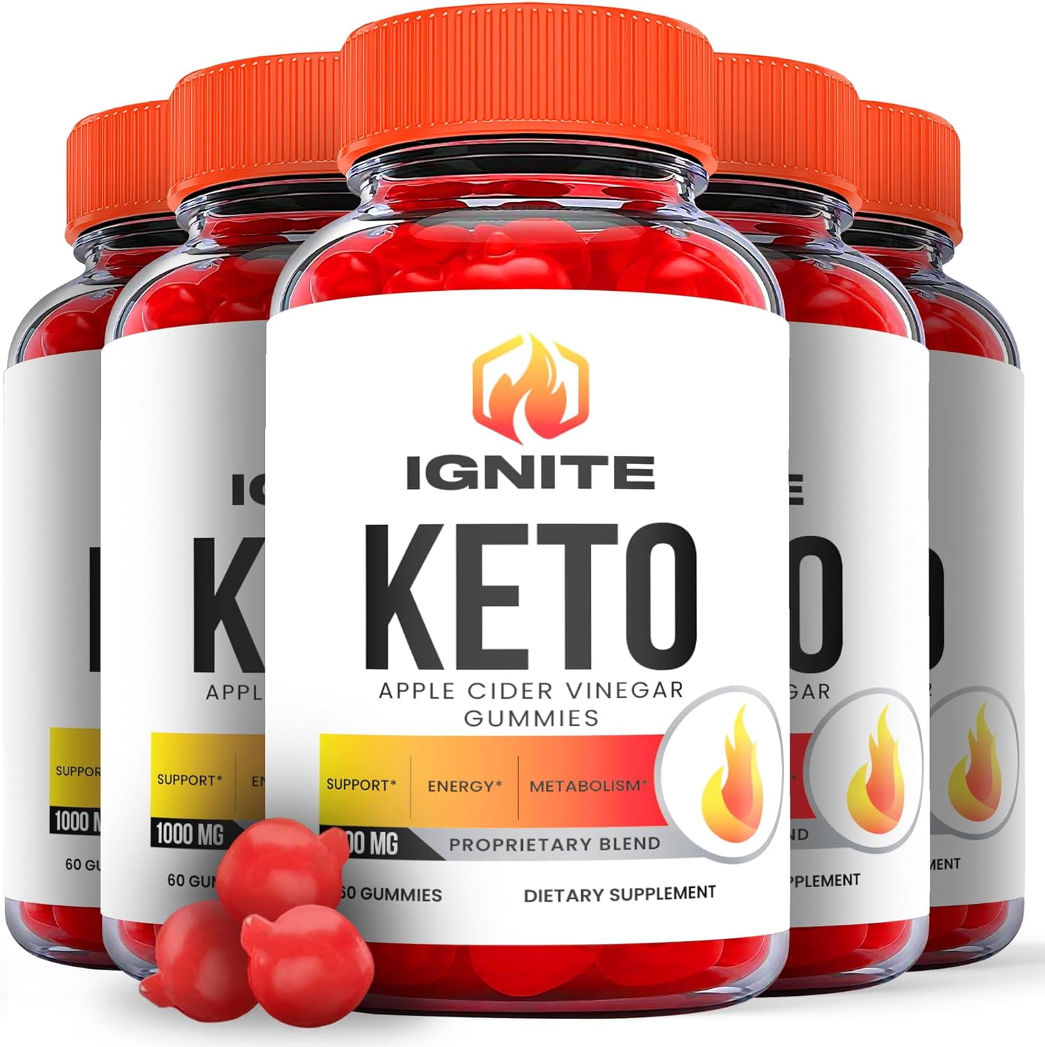 (5 Pack) Ignite Keto ACV Gummies -Apple Cider Vinegar Supplement for ...