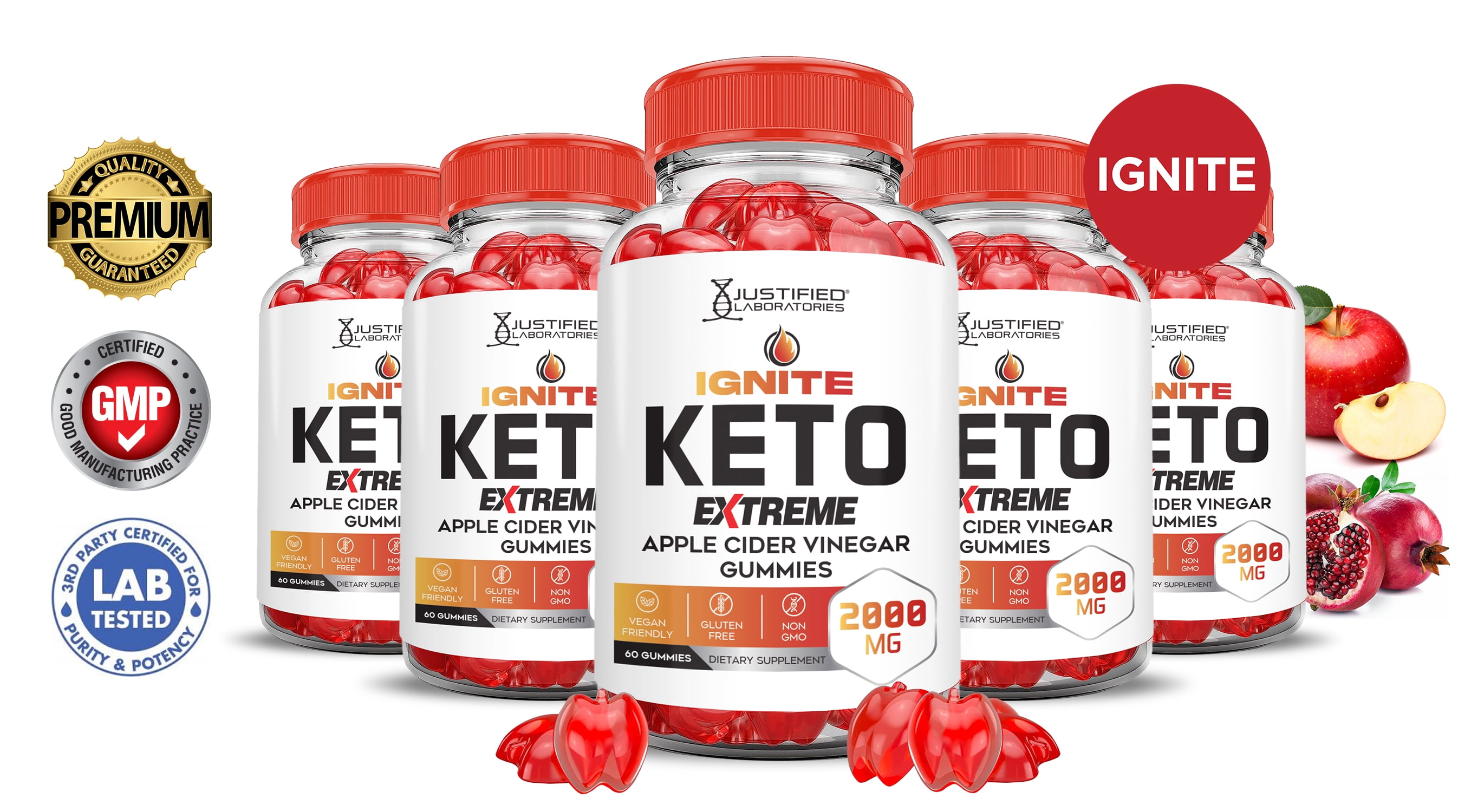 (5 Pack) Ignite Keto Extreme ACV Gummies 2000mg Dietary Supplement 300 ...