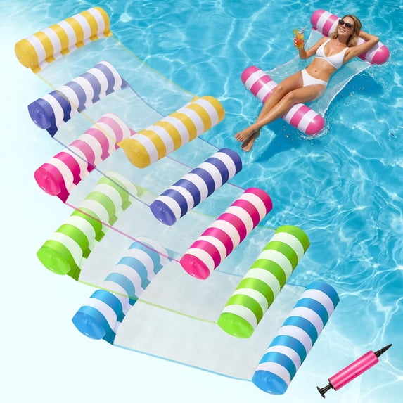 5 Pack Inflatable Pool Floats, OKSUWATER 4-in-1 Water Hammock, Pool ...