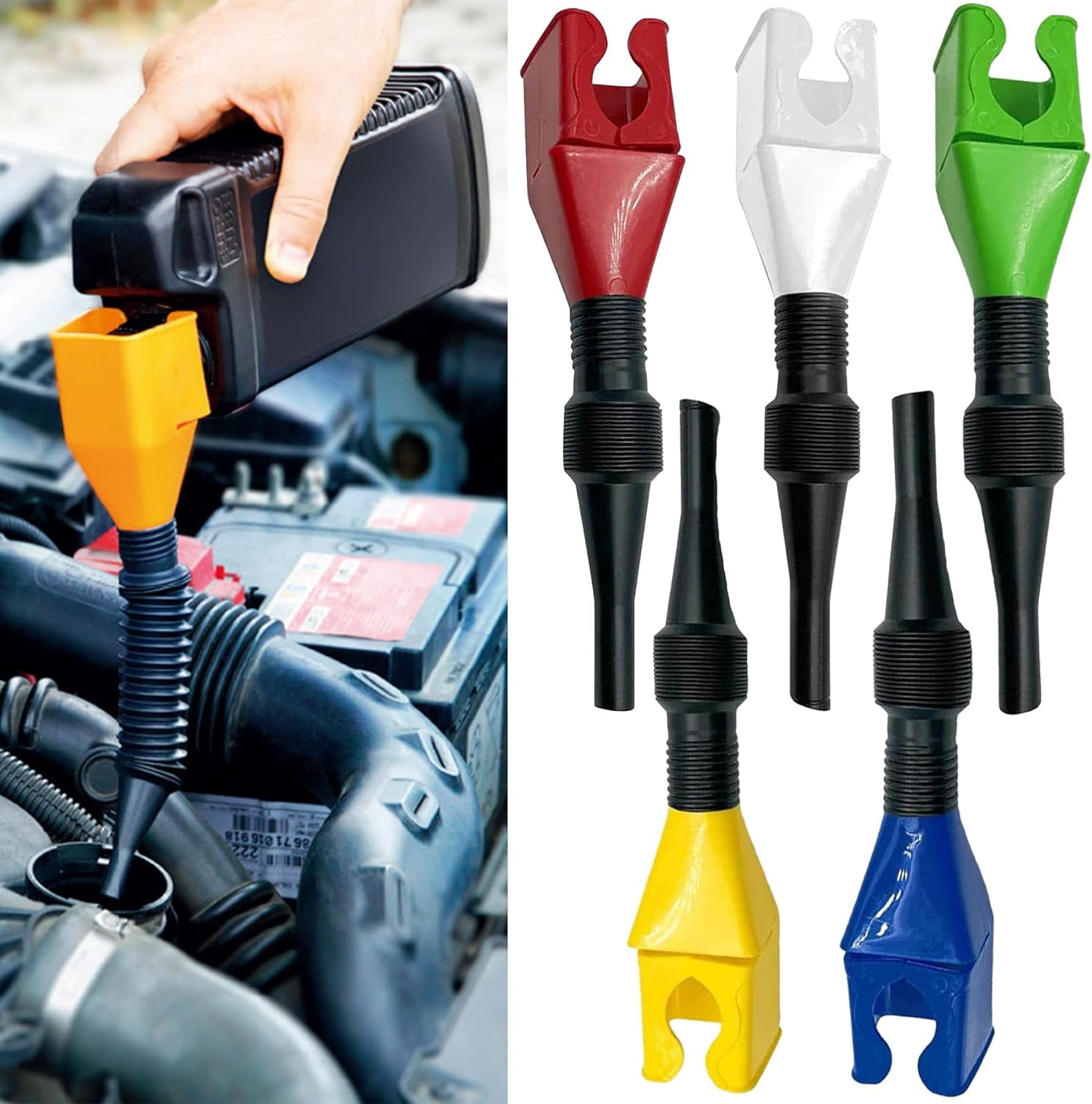 5 Pack Installed on Bottle Multi-Functional Oil Funnel with Retractable ...