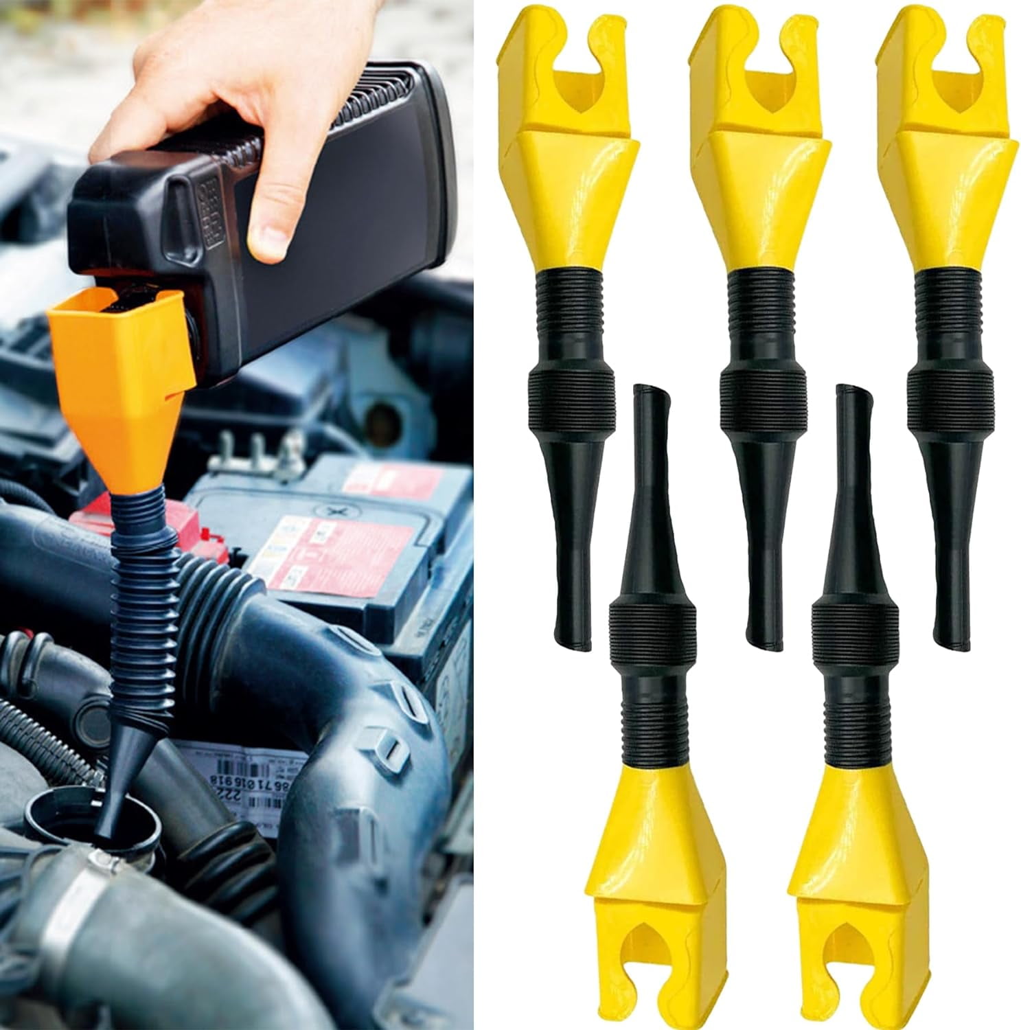5 Pack Installed on Bottle Multi-Functional Oil Funnel with Retractable ...