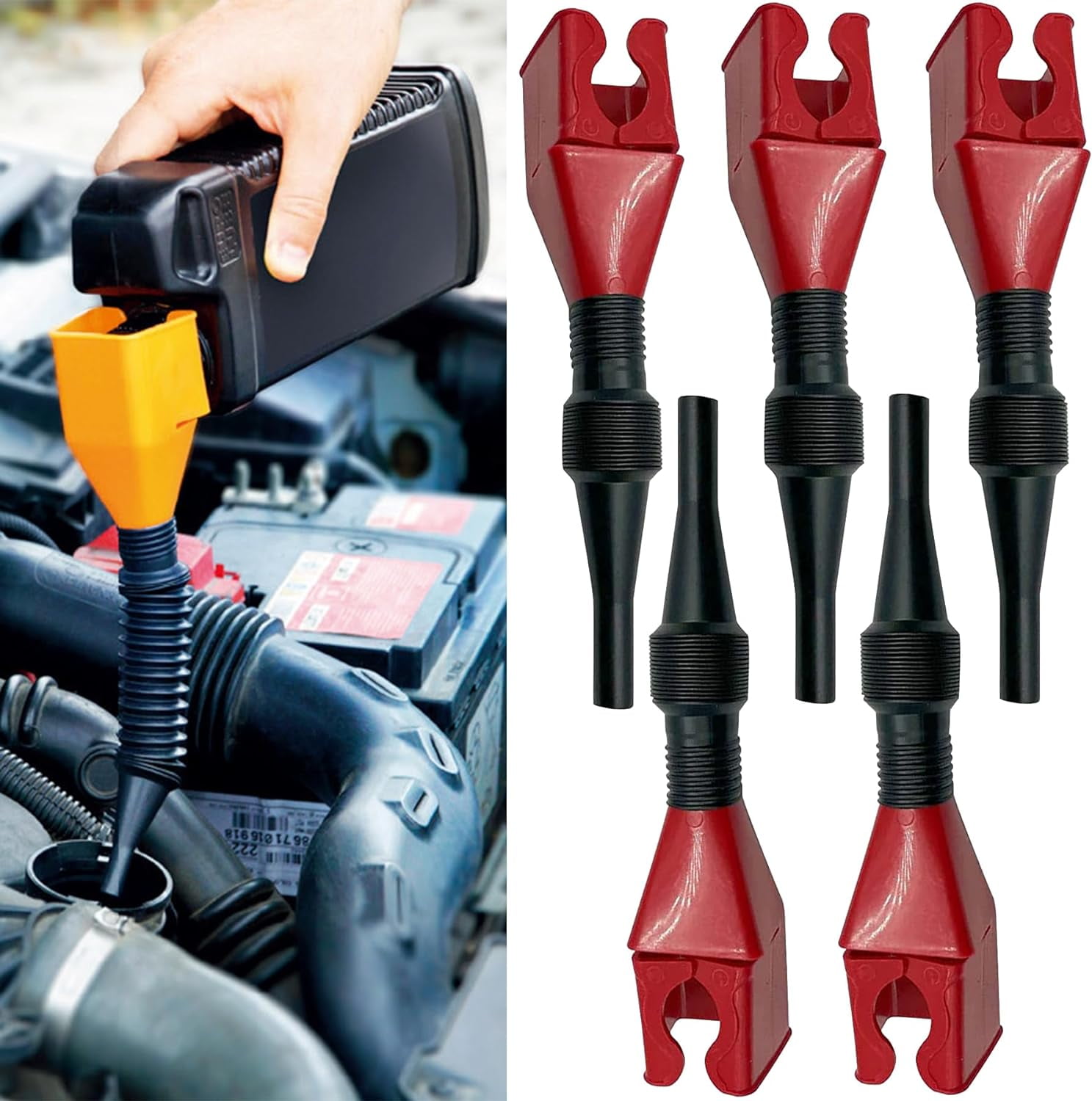 5 Pack Installed on Bottle Multi-Functional Oil Funnel with Retractable ...