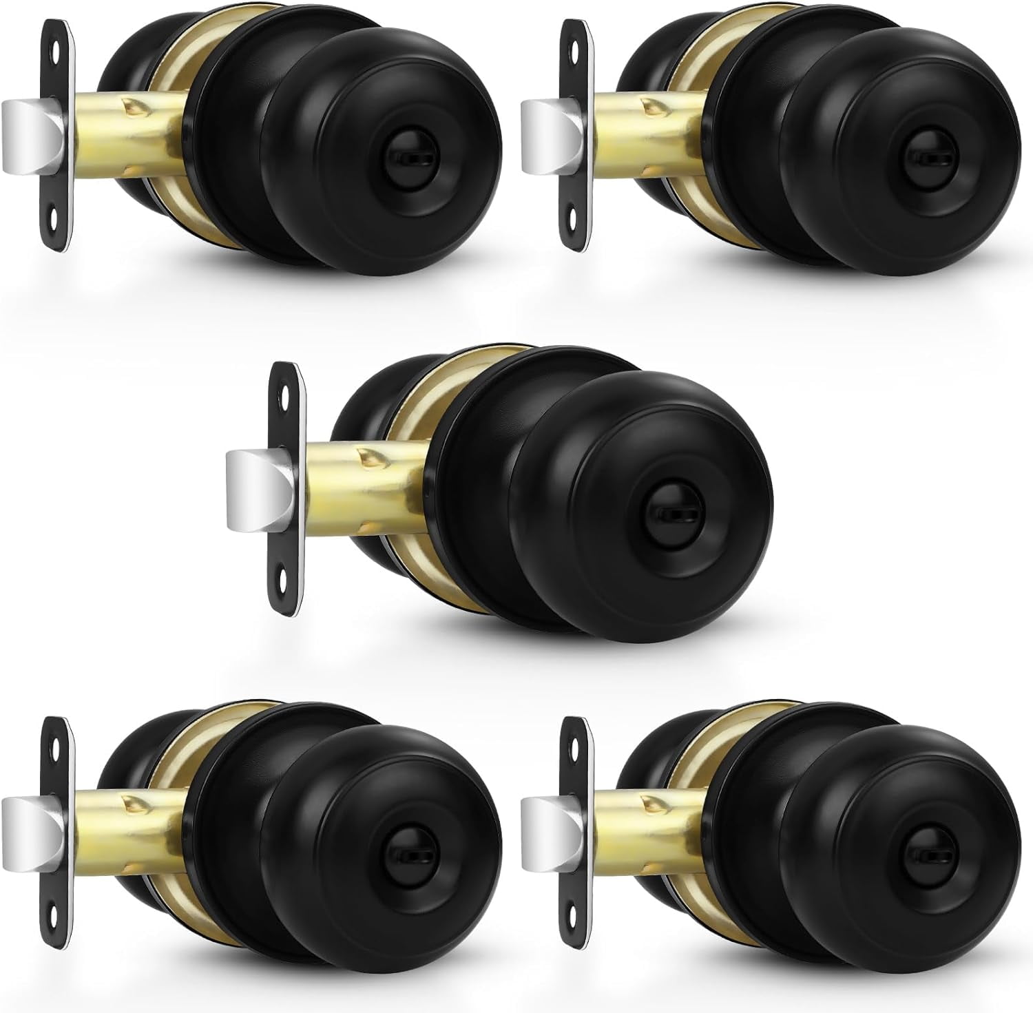 5 Pack Interior Door Knobs Black Privacy Door Handle, Keyless Door ...