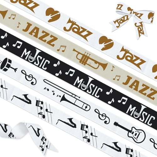 5 Pack Jazz Music Ribbon, 5/8 Inch x 3 Yards Each, Musical Notes ...