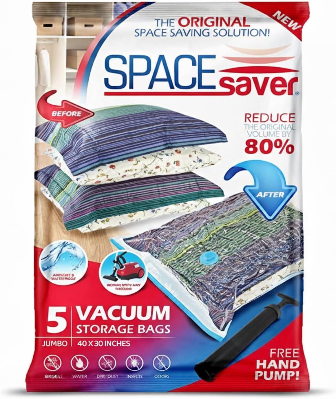 5 Pack Jumbo Vacuum Storage Bags for Comforters, Blankets & Clothes ...