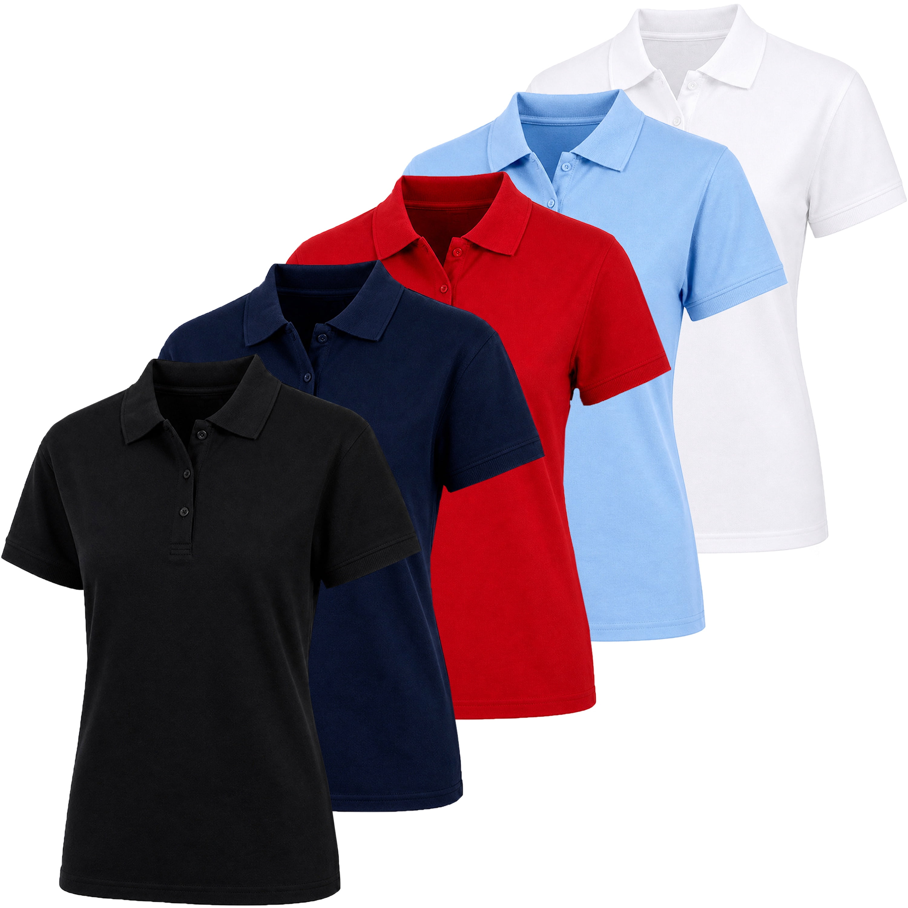 5-Pack Junior's Short Sleeve School Uniform Pique Polo Shirt (S-3XL ...