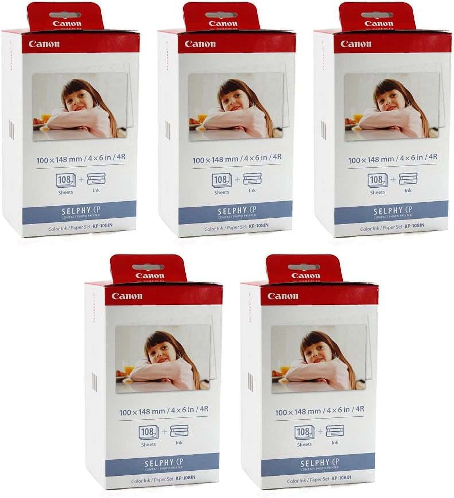"Canon KP-108IN Color Ink & 4""x6"" Photo Paper Set, Pack de 5 ...