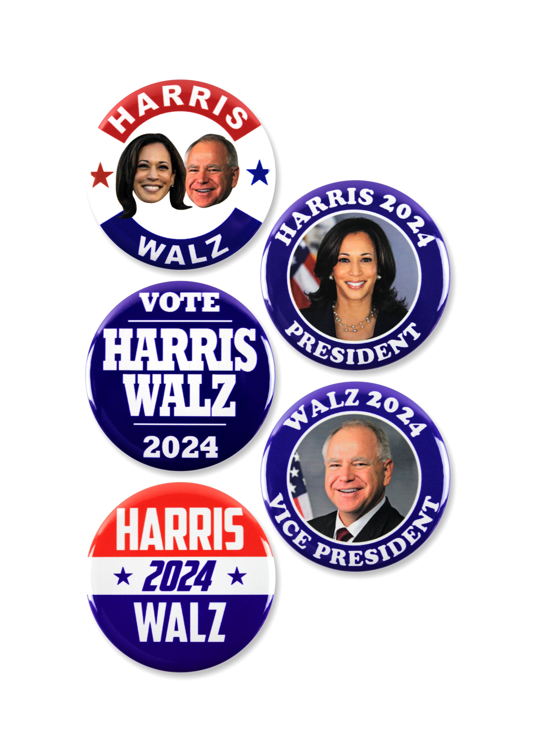 5 Pack - Kamala Harris Tim Walz 2024 Vote Democrat Presidential ...