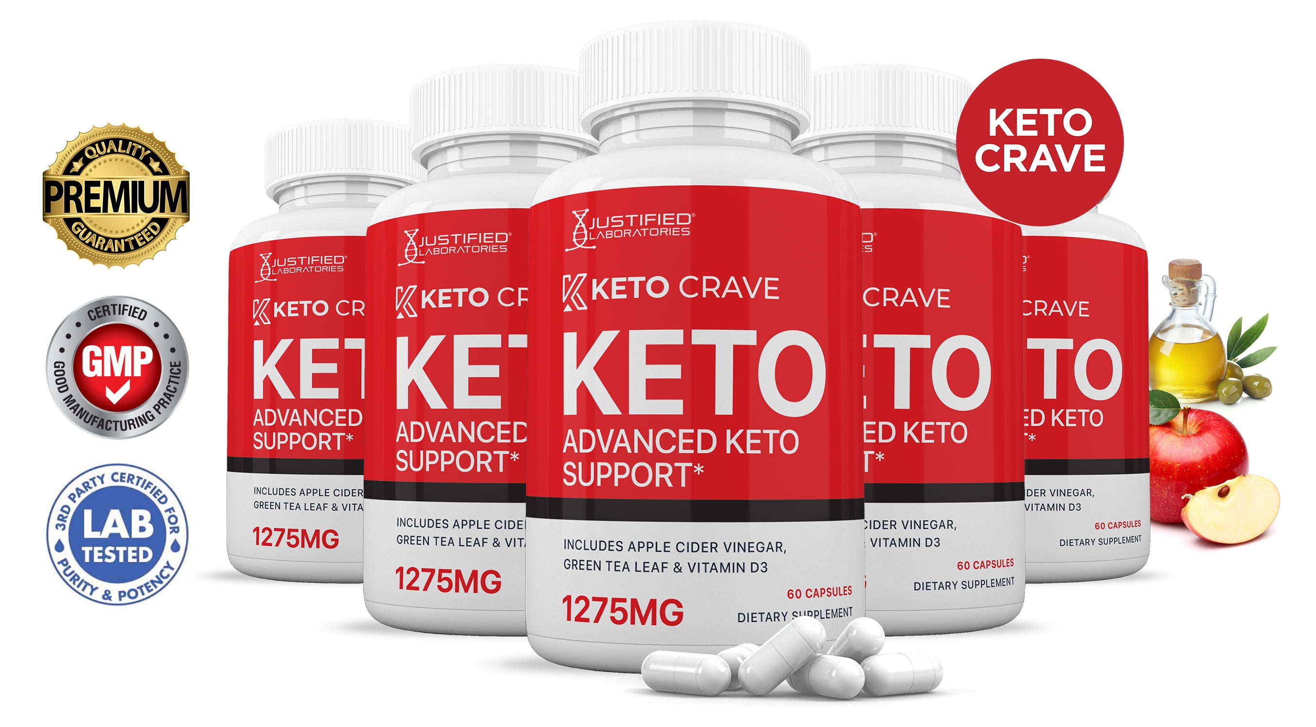 (5 Pack) Keto Crave ACV Pills 1275mg Alternative to Gummies Dietary ...