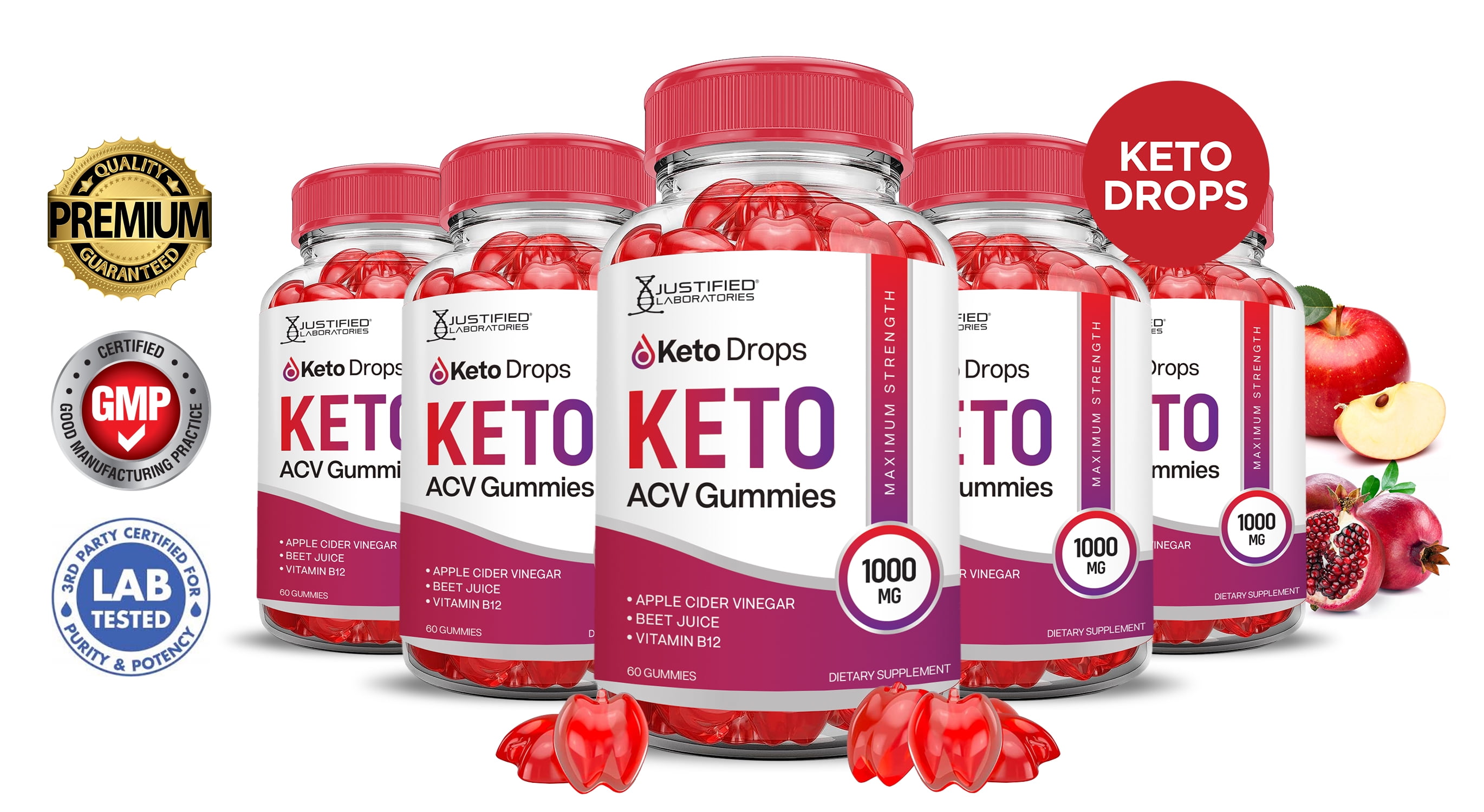 (5 Pack) Keto Drops Keto ACV Gummies 1000MG Dietary Supplement 300 ...