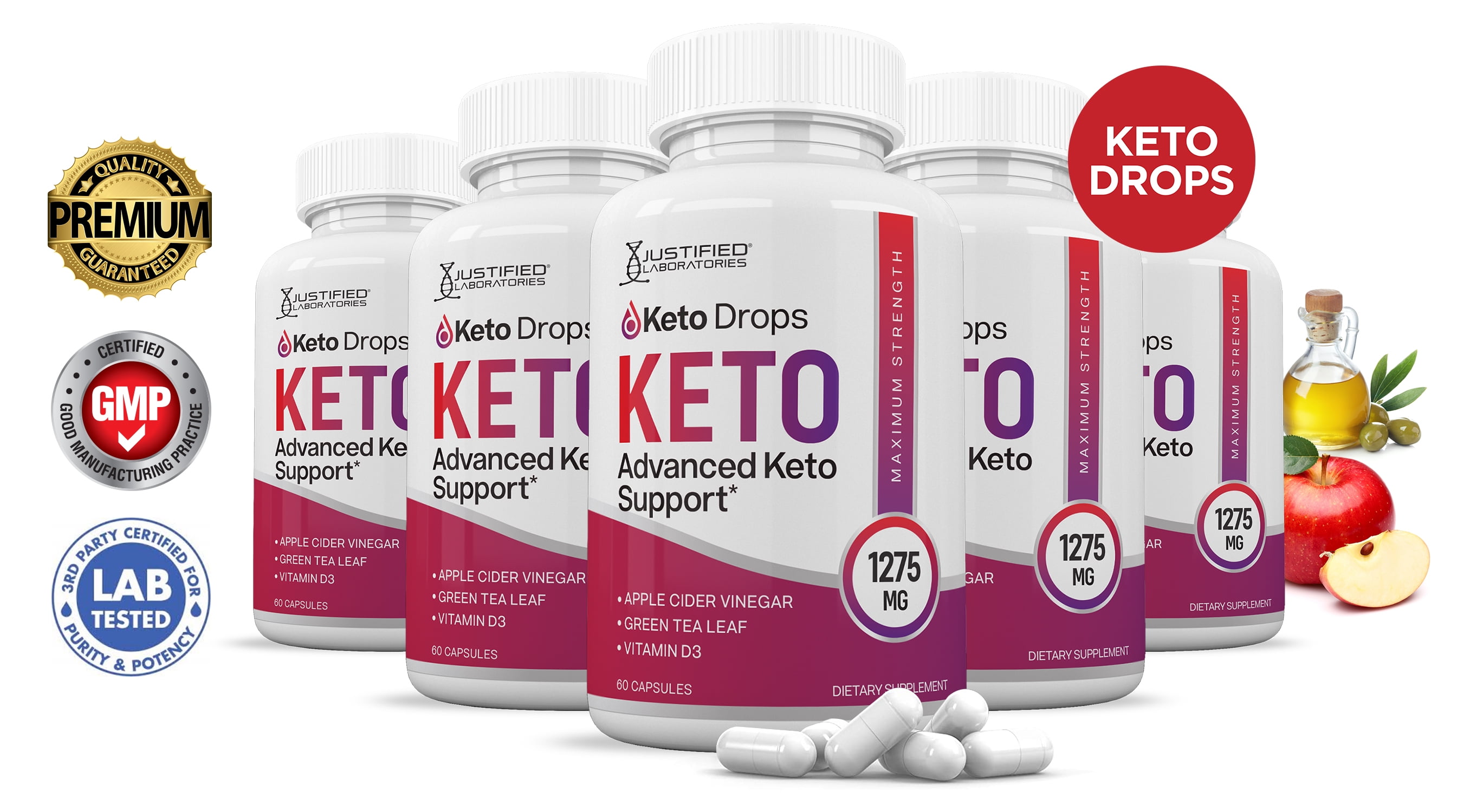 (5 Pack) Keto Drops Keto ACV Pills 1275mg Alternative to Gummies ...