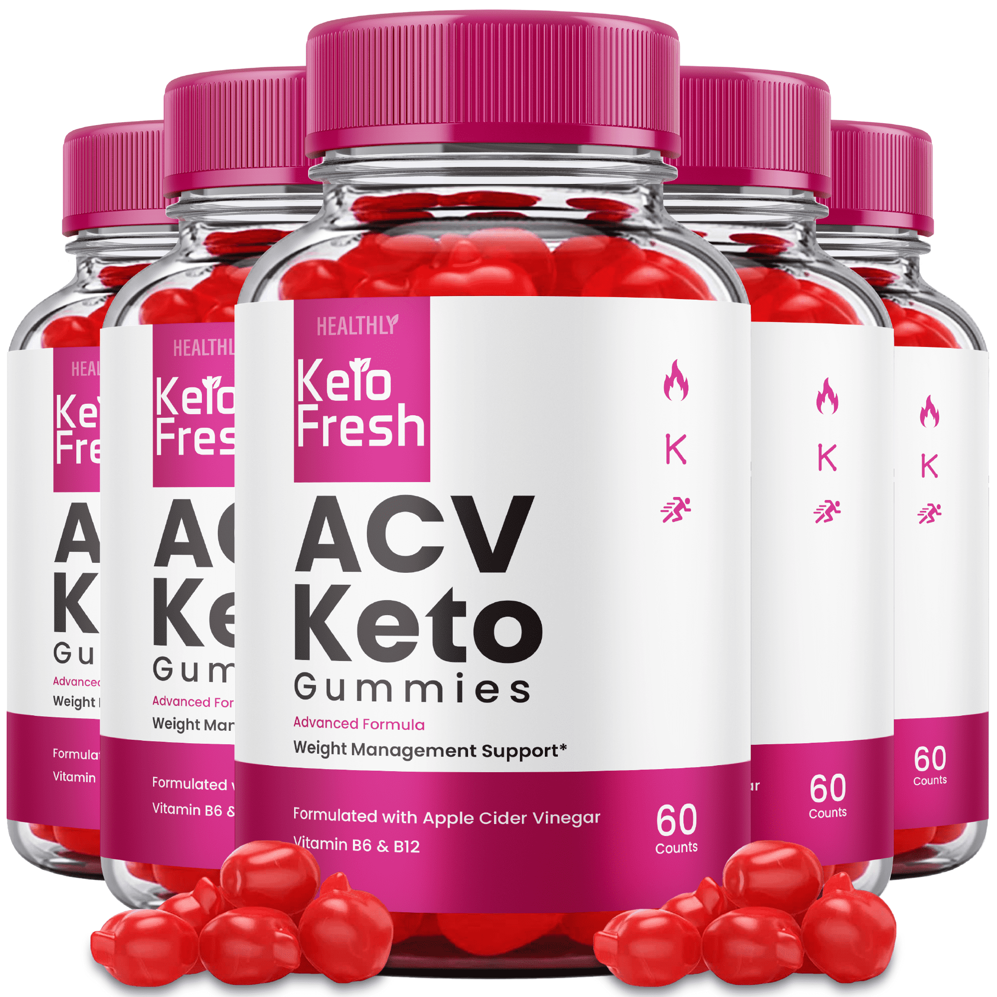 (5 Pack) Keto Fresh Keto ACV Gummies - Apple Cider Vinegar Supplement ...