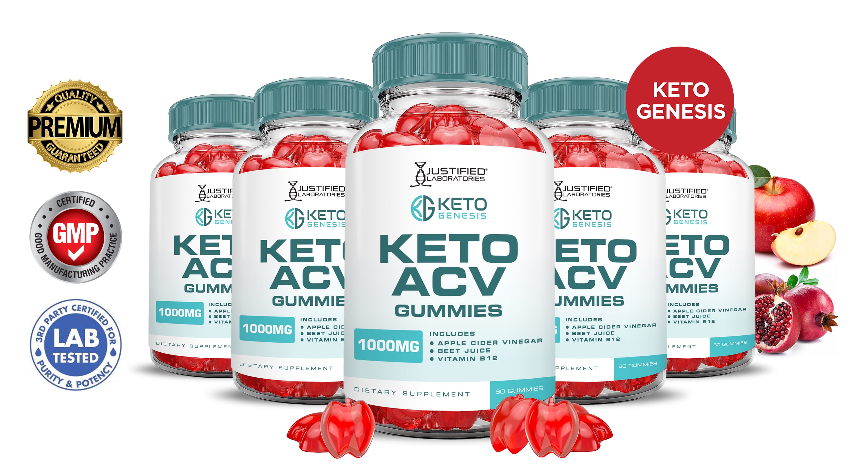 (5 Pack) Keto Genesis ACV Gummies 1000MG Dietary Supplement 300 Gummys ...