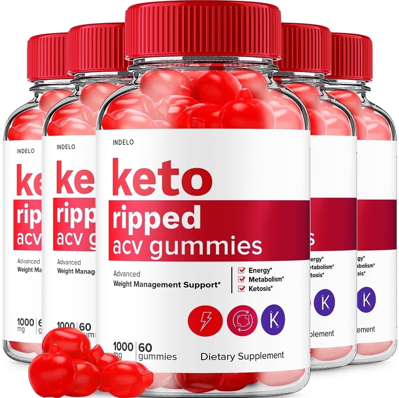 (5 Pack) Keto Ripped ACV Gummies, Weight Management, 1000mg Apple Cider ...