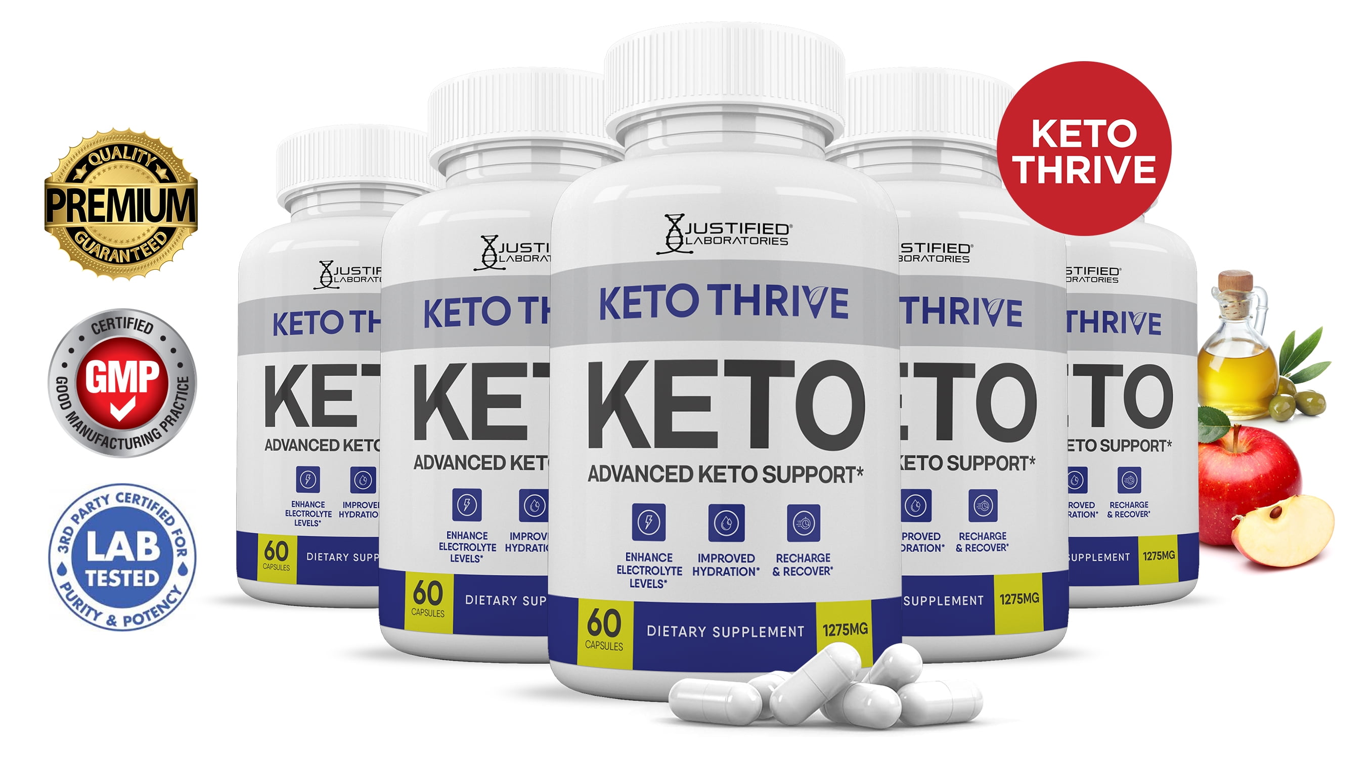 (5 Pack) Keto Thrive ACV Pills 1275mg Alternative to Gummies Dietary ...