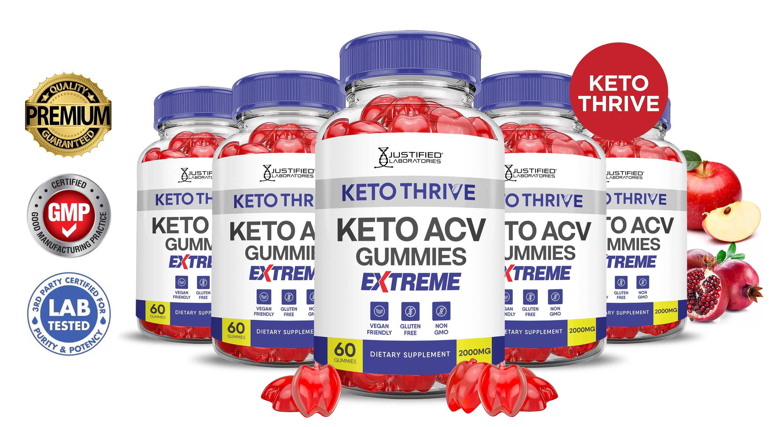 (5 Pack) Keto Thrive Extreme ACV Gummies 2000mg Dietary Supplement 300 ...
