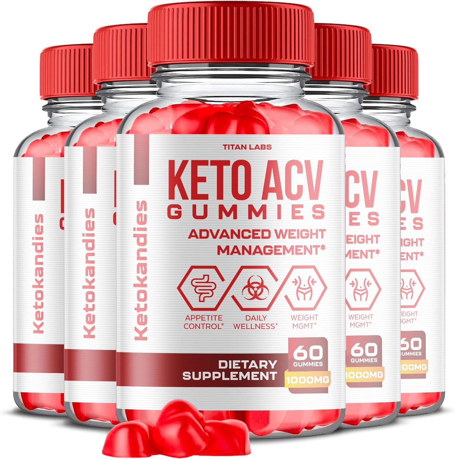 (5 Pack) Ketokandies Keto ACV Gummies - Apple Cider Vinegar Supplement ...
