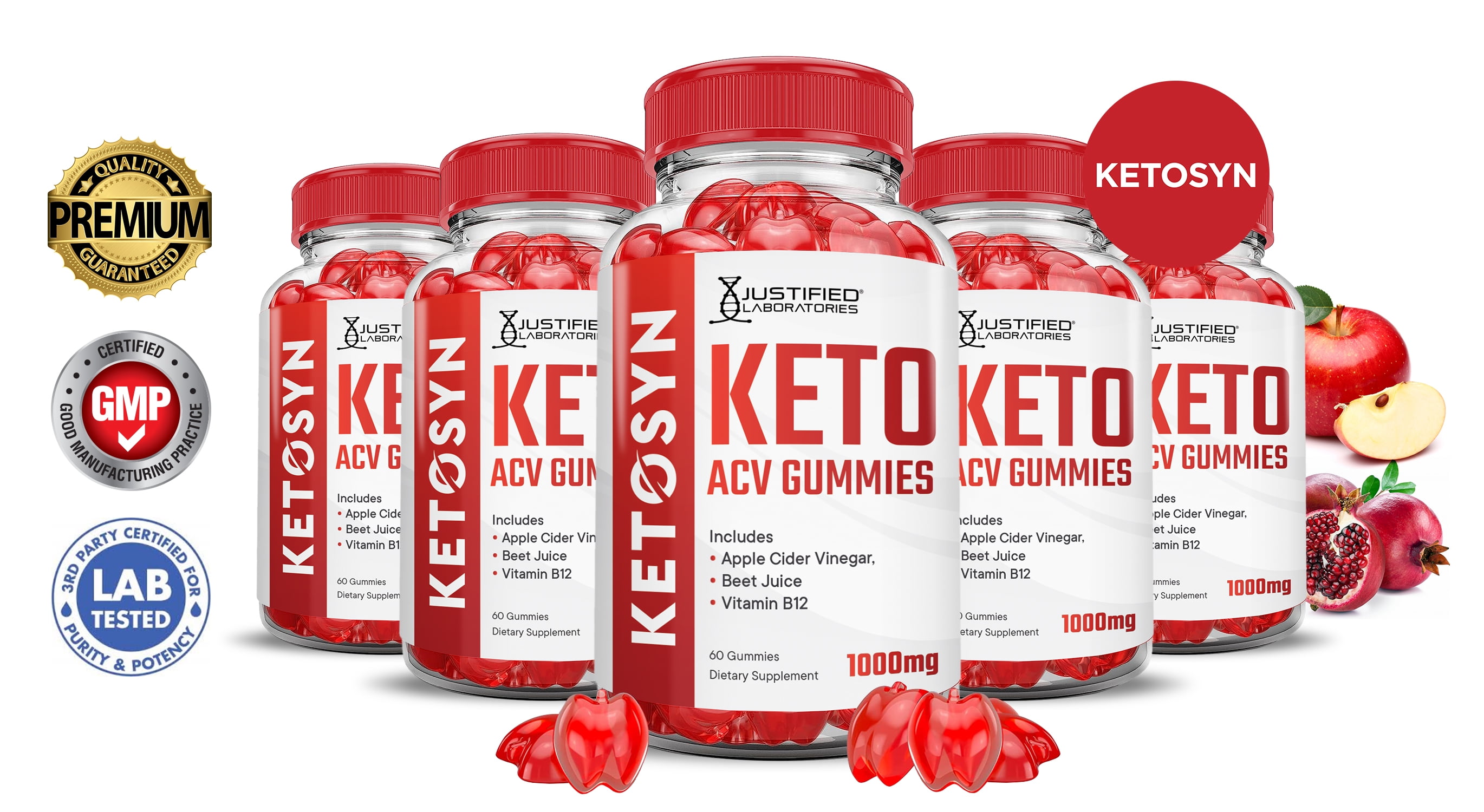 (5 Pack) Ketosyn Keto ACV Gummies 1000MG Dietary Supplement 300 Gummys ...