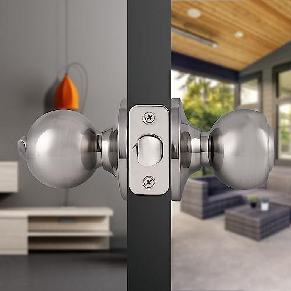 5 Pack Keyed Alike Door Knobs with Lock and Keyes, Brushed Nickel ...
