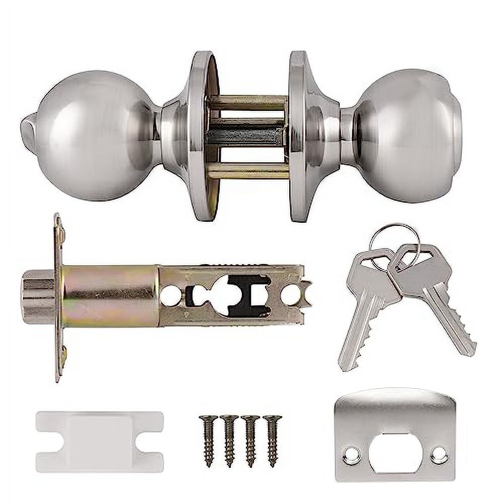 5 Pack Keyed Alike Door Knobs with Lock and Keyes, Brushed Nickel ...