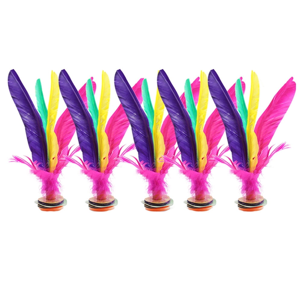 5 Pack Kick Shuttlecock Chinese Jianzi Colorful Feathers Indoor Outdoor ...
