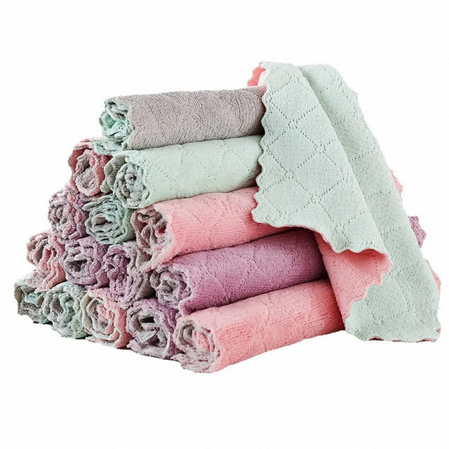 5 Pack Kitchen Cleaning Rag Dishcloth, Microfiber Absorbent Non-stick ...