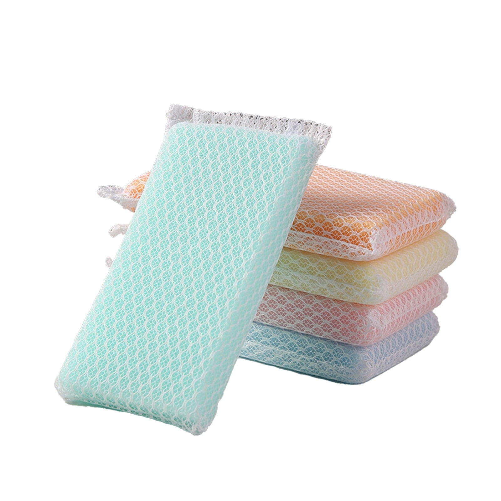 5 Pack Kitchen Dishwashing Sponge, Mesh Scouring Pad, Anti-Scratch ...