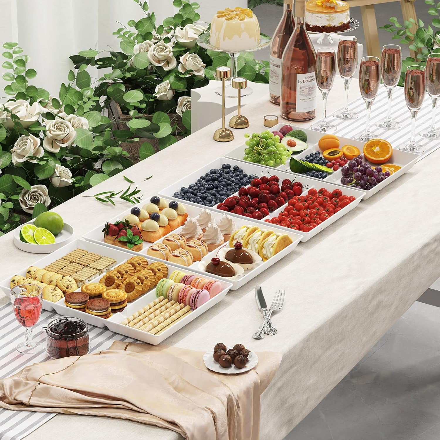 5 Pack Kitchen Drawer Dividers 2.36" High, 16"-22" Adjustable Drawer Organizer Serving Tray ...