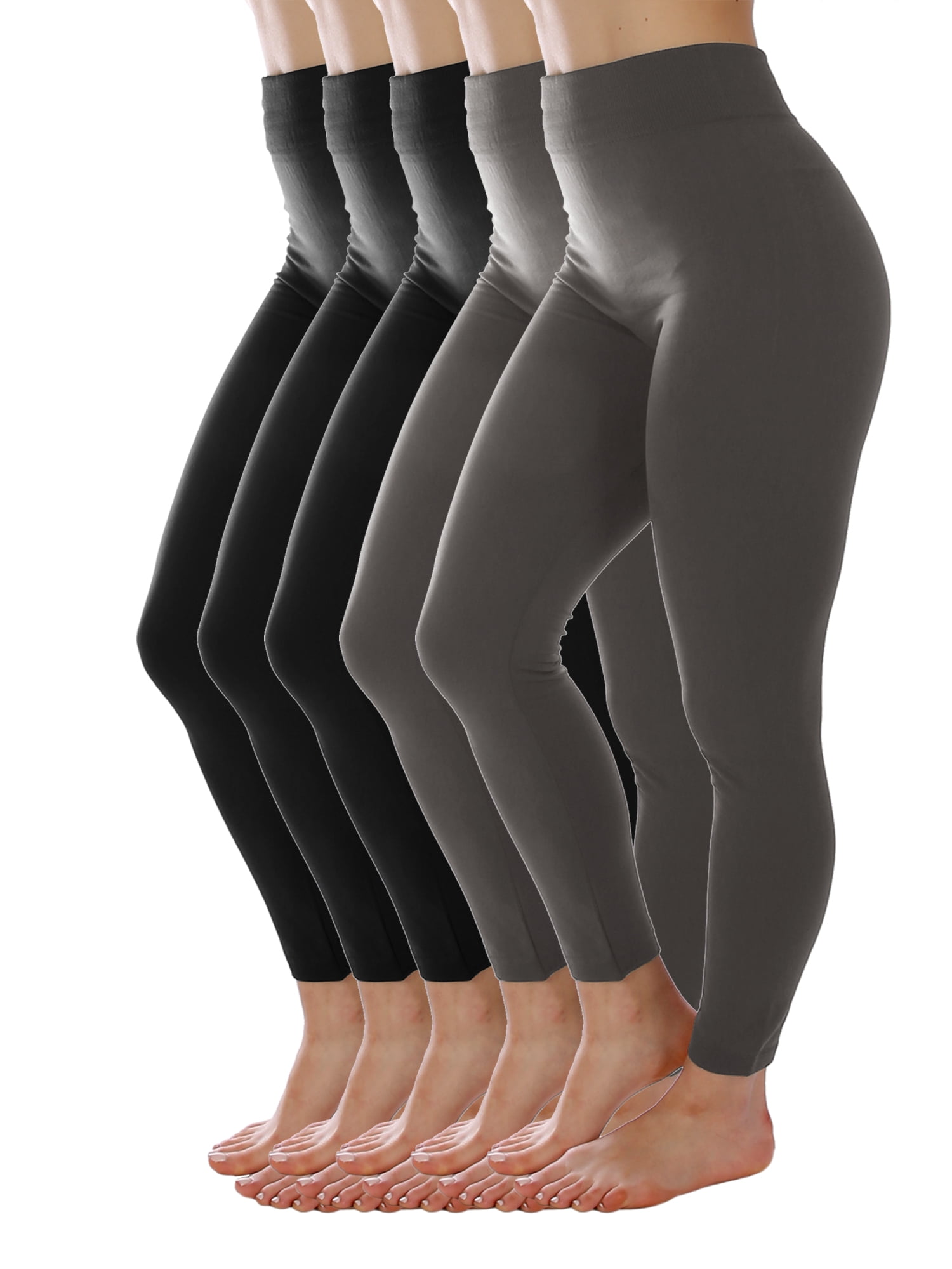 Kuda Moda 5 Pack Queen Size Fleece Lined Leggings, Warm Full Length ...