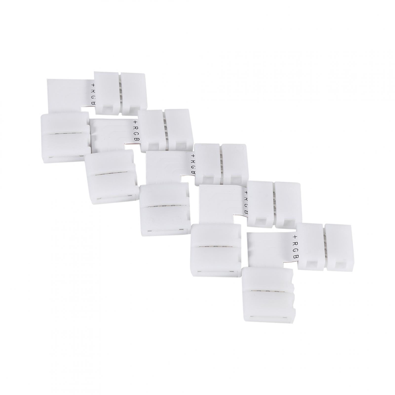 5-Pack L-Shaped 4-Pin 10mm Solderless Connectors for RGB 5050 LED Strip ...