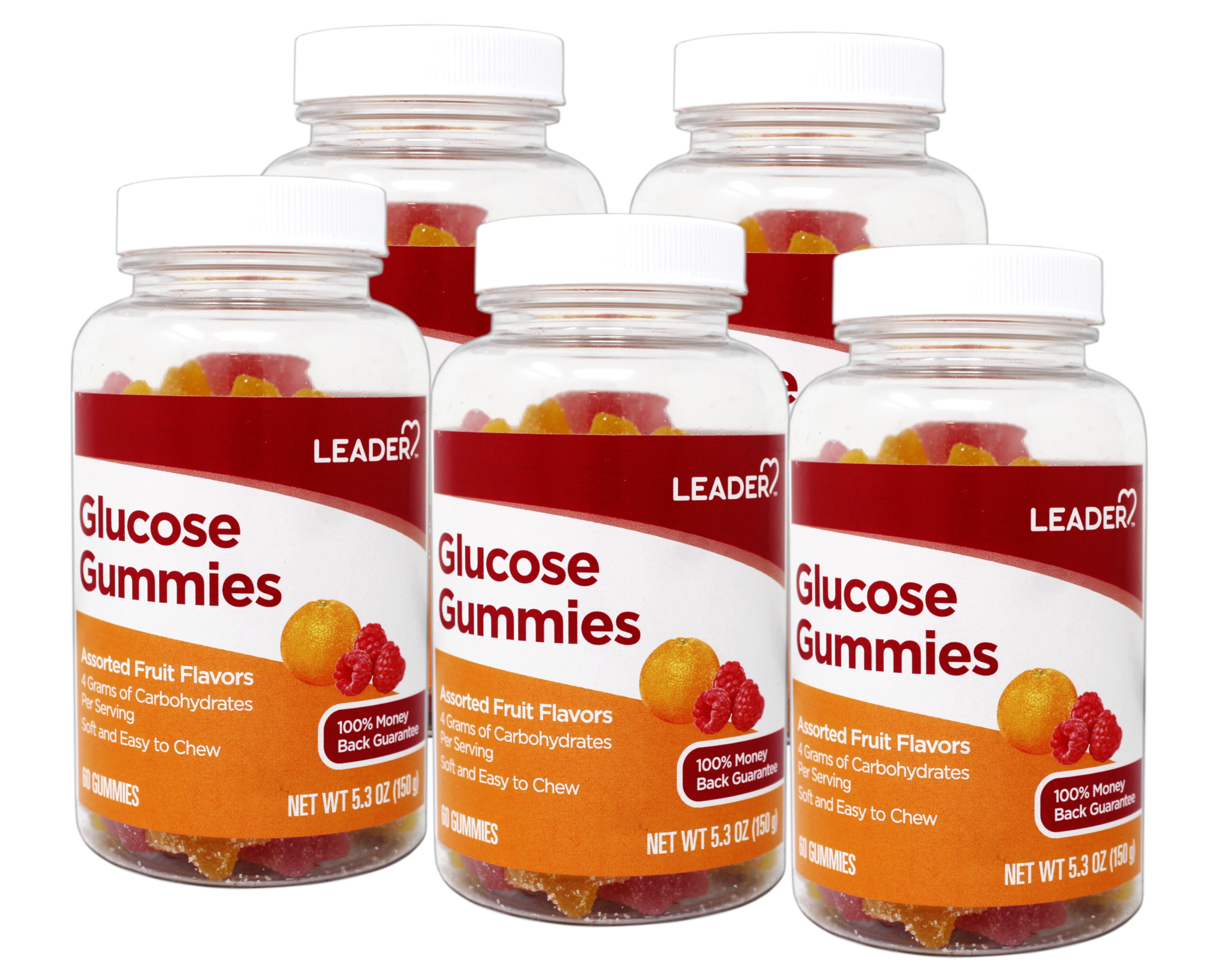 5 Pack - LEADER Glucose Gummies, Energy and Blood Sugar Support ...