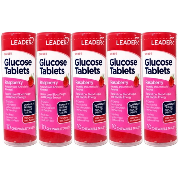 5 Pack - LEADER Glucose Tablets, Energy and Blood Sugar Support ...