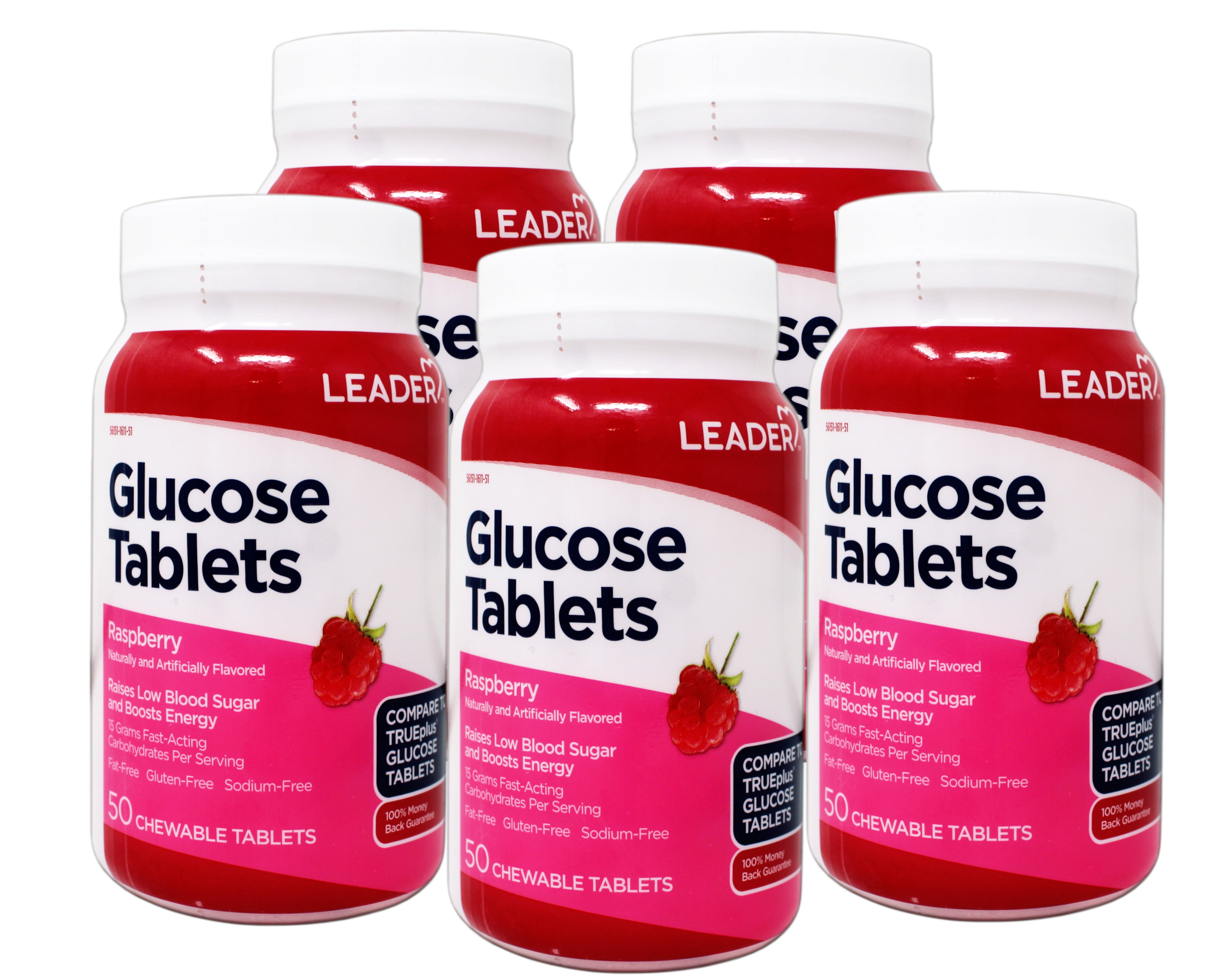 5 Pack - LEADER Glucose Tablets, Energy and Blood Sugar Support ...