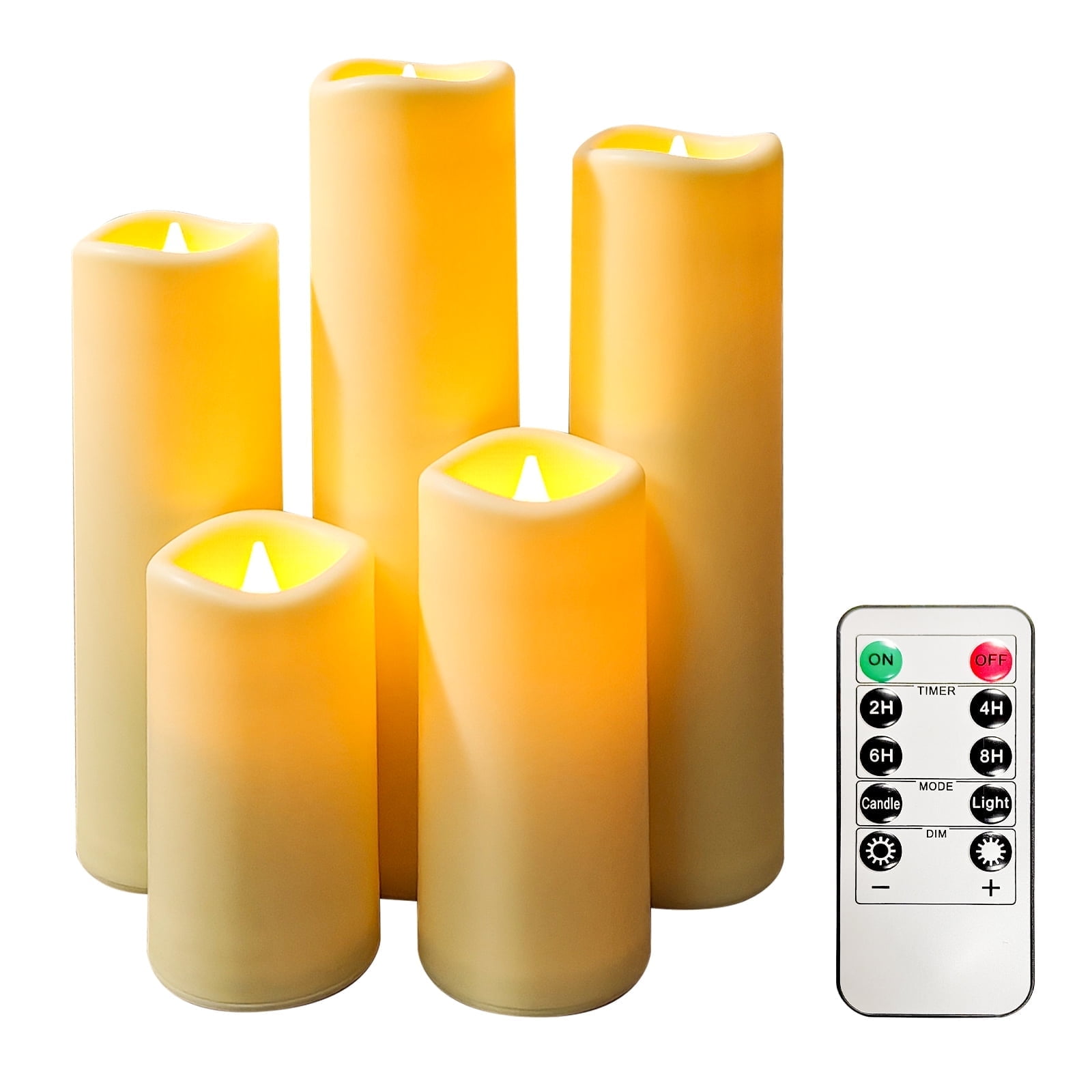 5 Pack LED Candles Flickering Flameless Candles with Remote Timer for ...