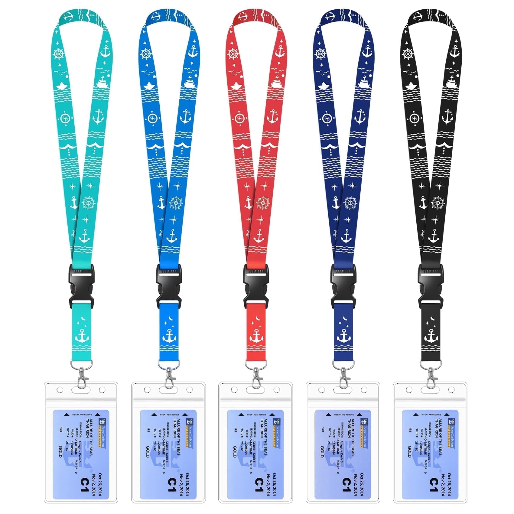 5 Pack Lanyard with Waterproof ID Badge Holders for Cruise Ship Cards ...