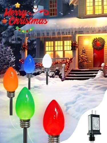 5 Pack Large C9 Christmas Decorations Outdoor, Waterproof C9 Christmas ...