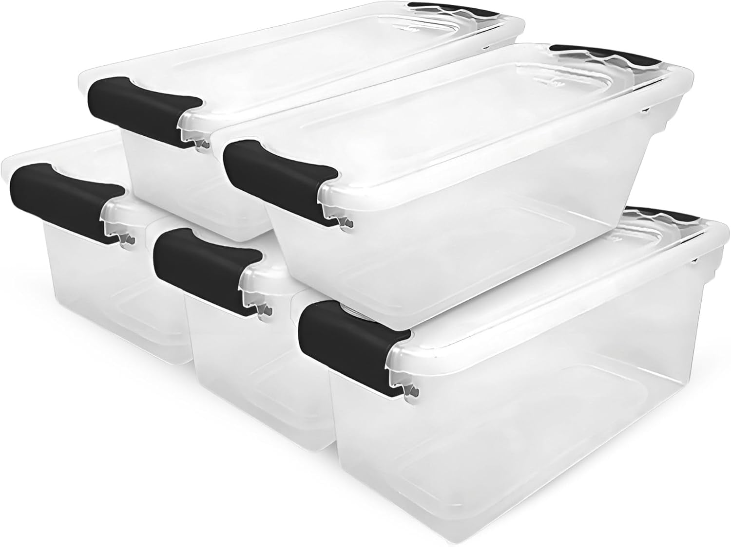 5-Pack Latching Lid, Small Clear Plastic Storage Bins w/Lids, 7.5 Quart ...