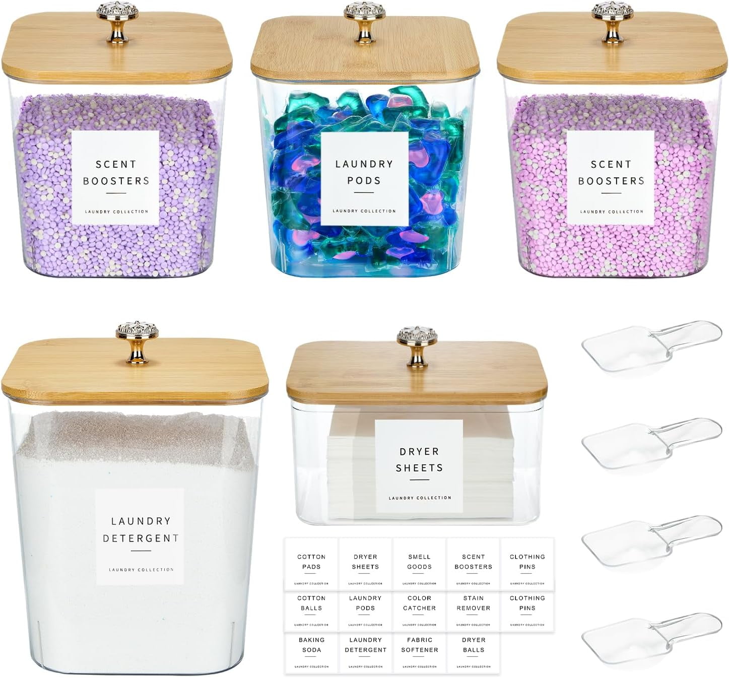 5 Pack Laundry Pod Containers and Dryer Sheet Holder for Laundry Room ...