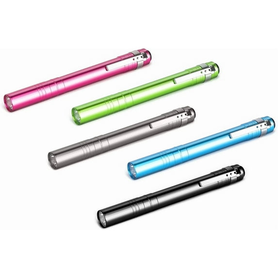 5-Pack Led Penlight Set With 10-Piece Pre-Installed Batteries, Aluminum ...