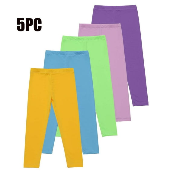 5 Pack Leggings Tights Pants For Kids Toddler Girls Stretchy Full ...