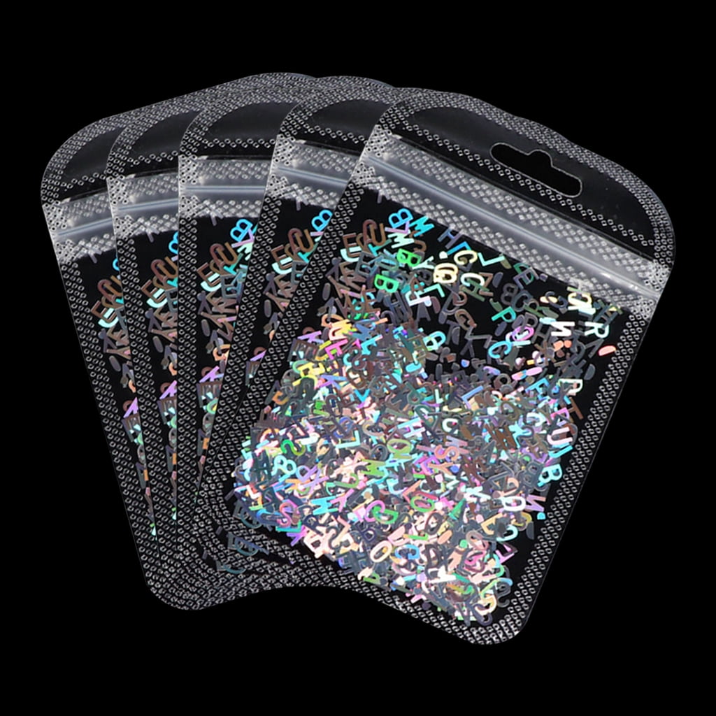 5 Pack Letter Glitter Alphabets Glitter Flakes Accessories Art Sequins ...