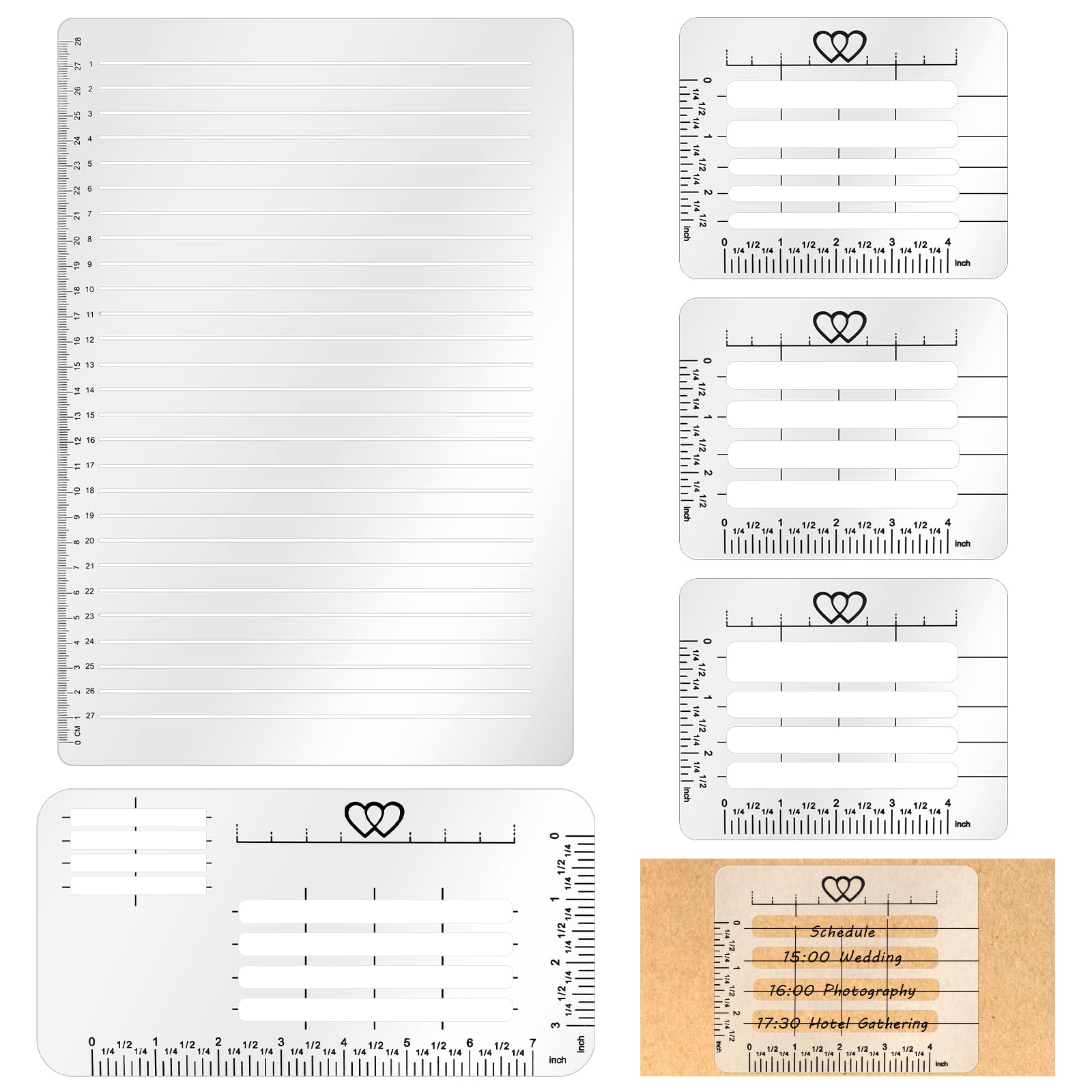 5 Pack Lettering Guide Stencil Set Straight Line Stencil for Journaling ...