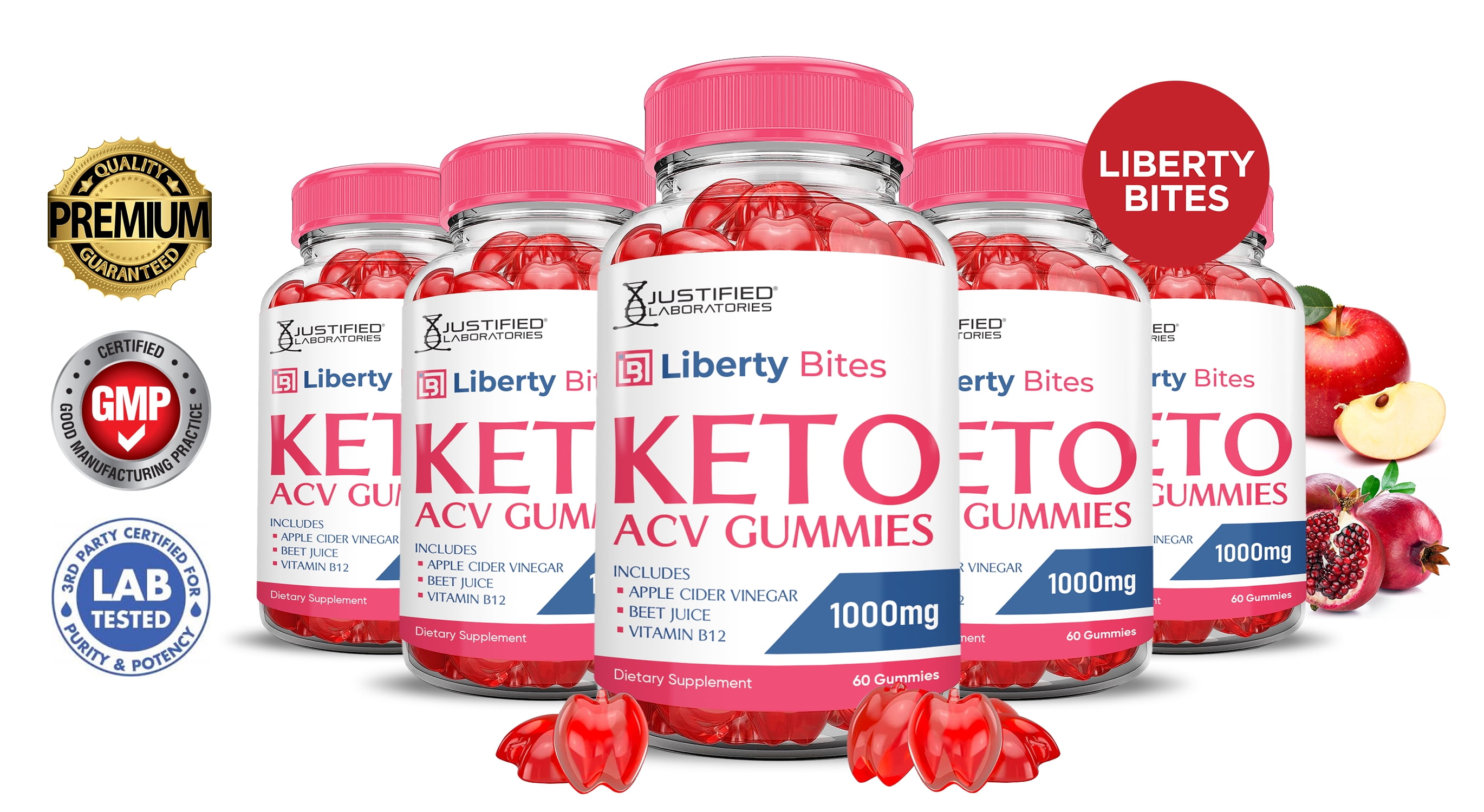 (5 Pack) Liberty Bites Keto ACV Gummies 1000MG Dietary Supplement 300 ...