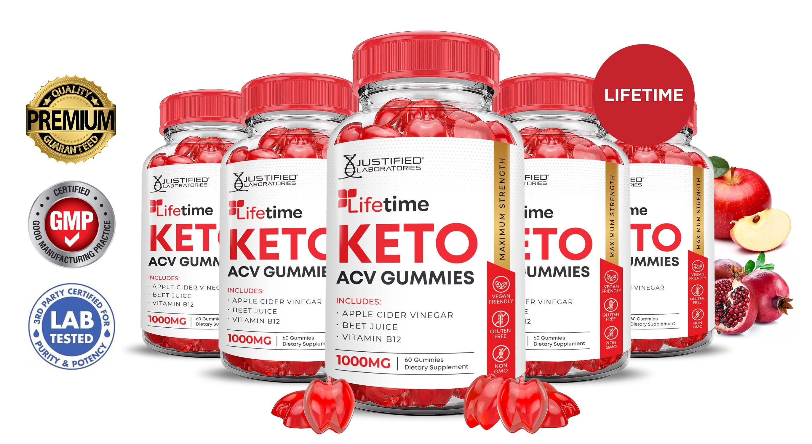 (5 Pack) Lifetime Keto ACV Gummies 1000MG Dietary Supplement 300 Gummys ...