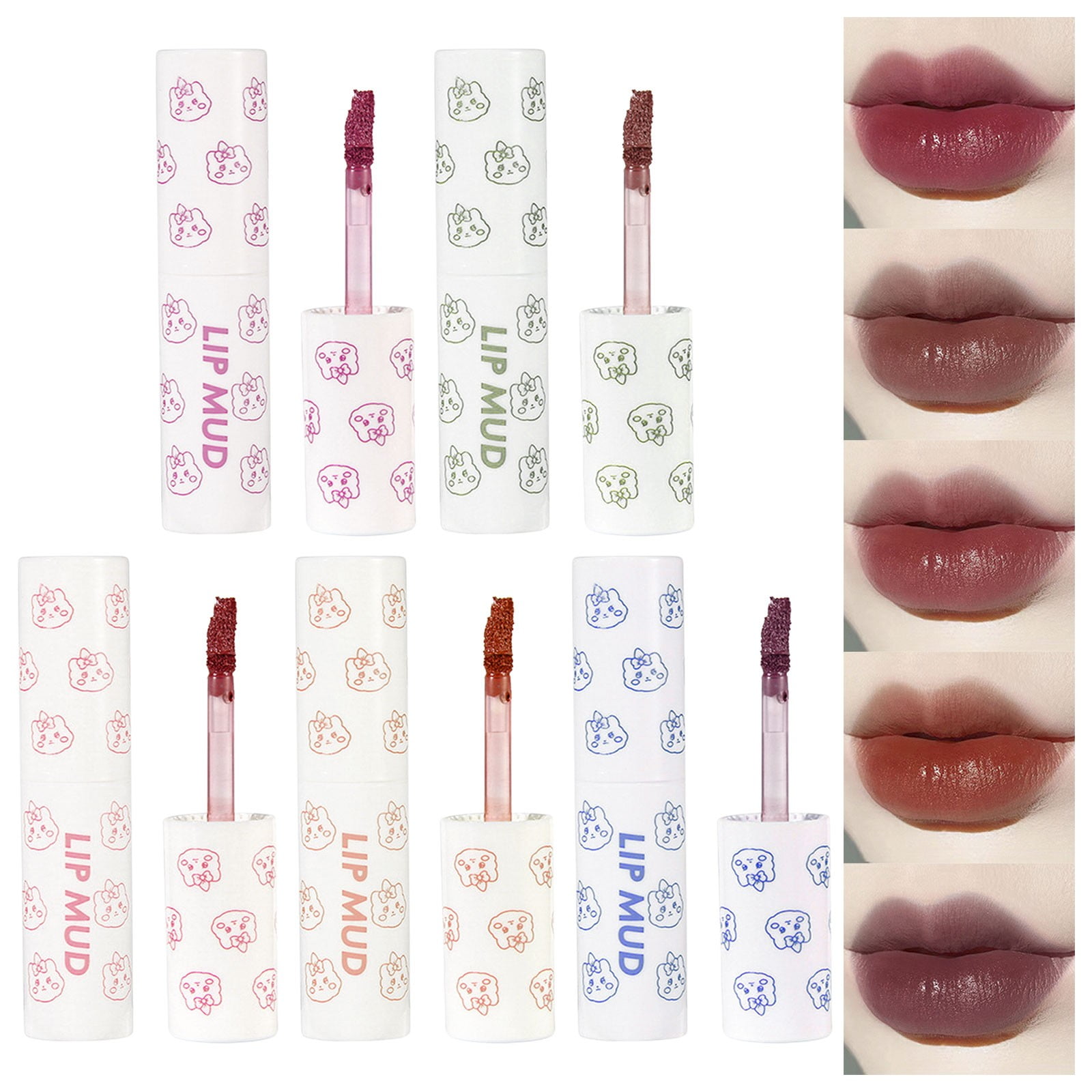 5 Pack Lip Glaze Small Milk Mud Soft Fog Lip Mud Lipstick 24 Hours ...