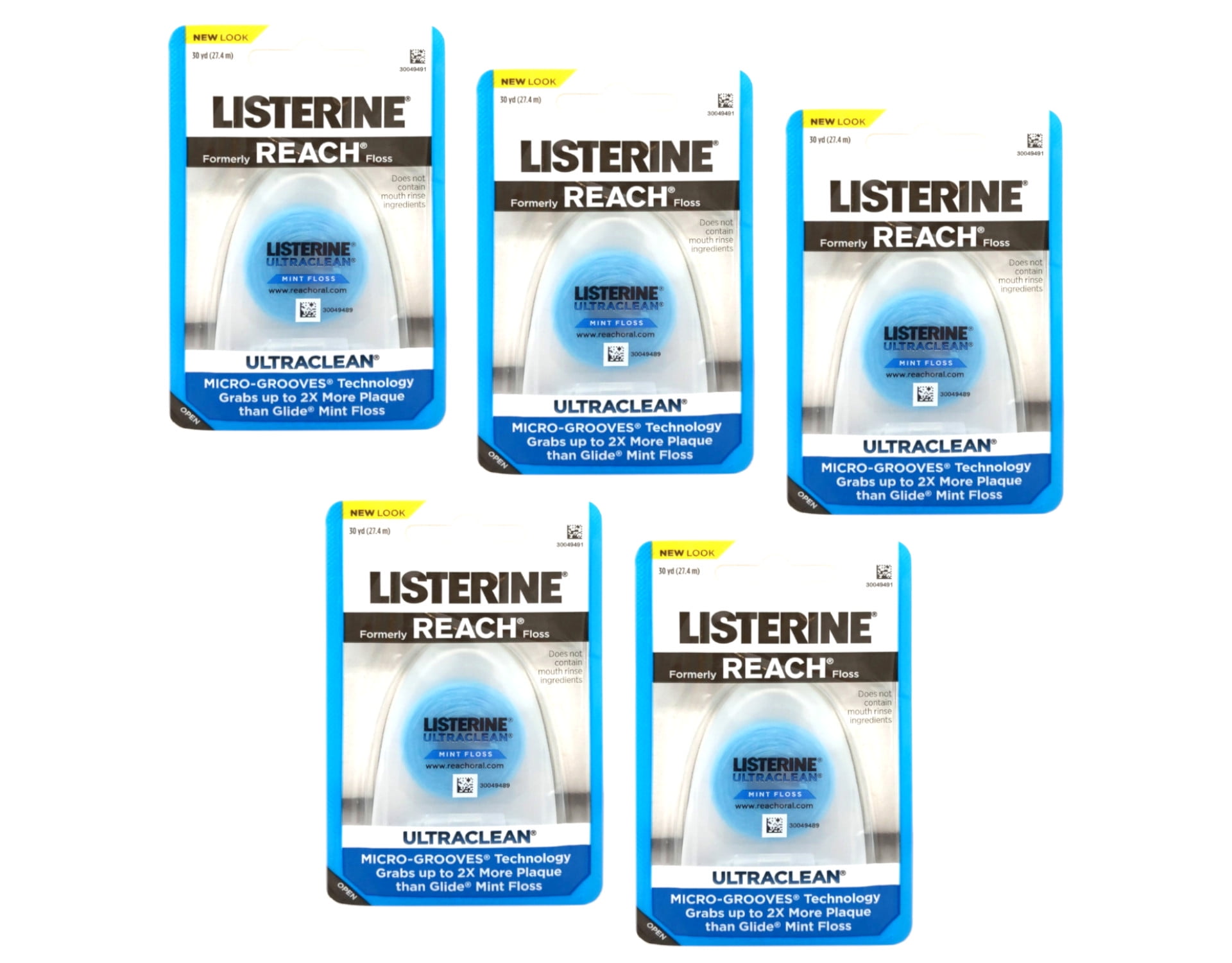 Listerine Ultraclean Mint Dental Floss, 30 Yards Each, Pack of 5 ...
