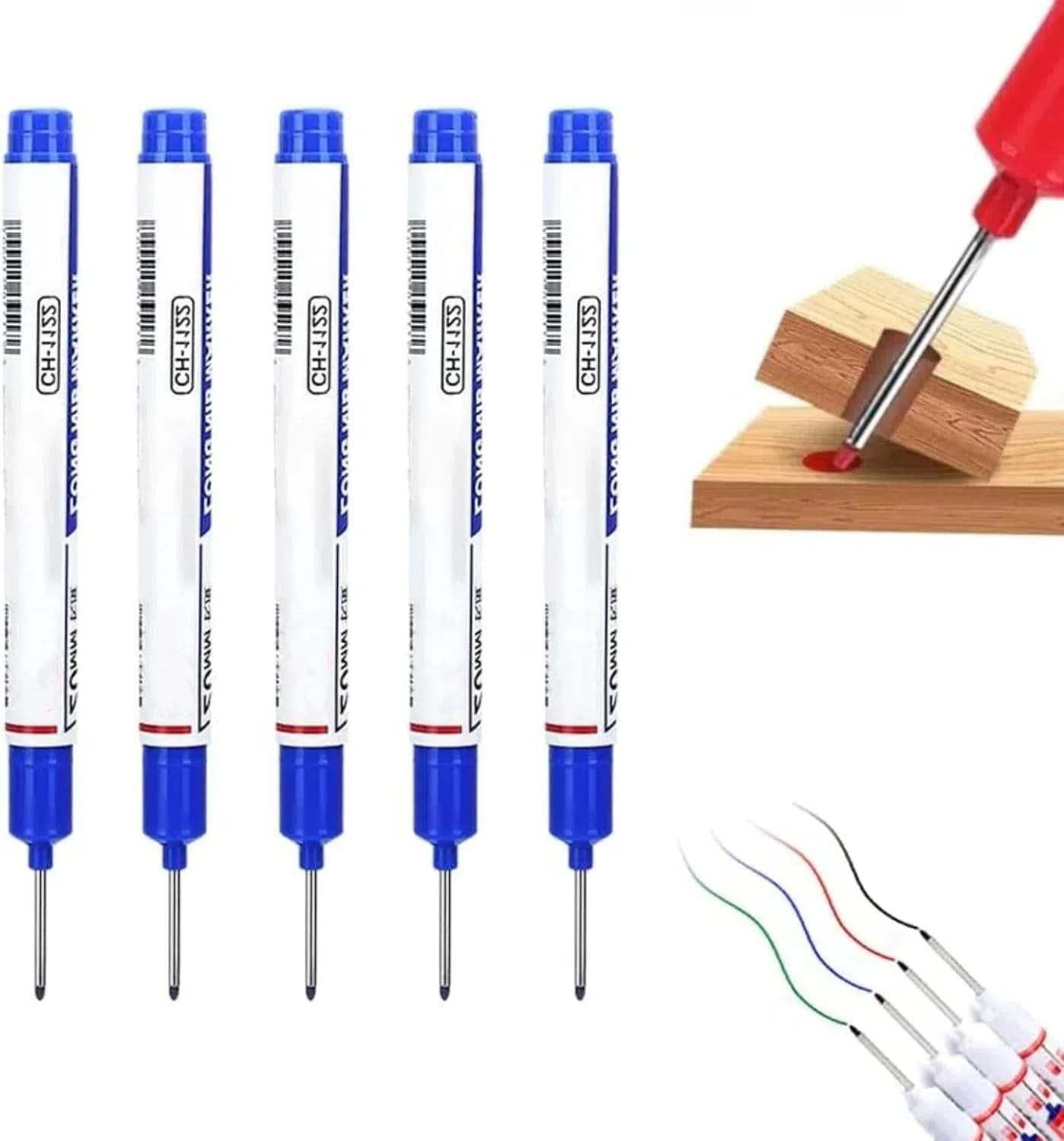 5 Pack Long Head Deep Hole Pens - 20mm Reach Metal Markers, Quick-dry ...